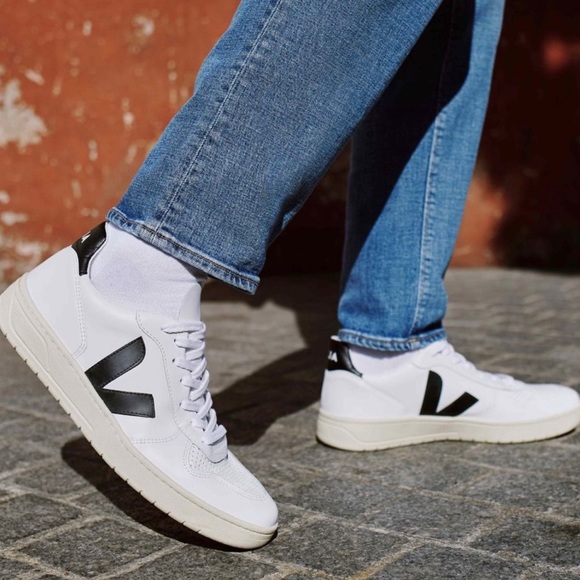 Veja | Shoes | New Veja V Leather Sneakers In White Black | Poshmark